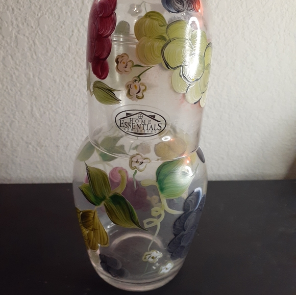 Art | Gorgeous Vtg Hand Blown Hand Painted 8 Glass Tumble Up Carafe | Poshmark